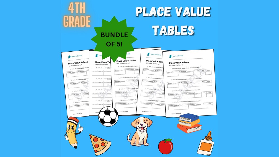 4th Grade Math Place Value Worksheets Place Value Tables Learn to ...