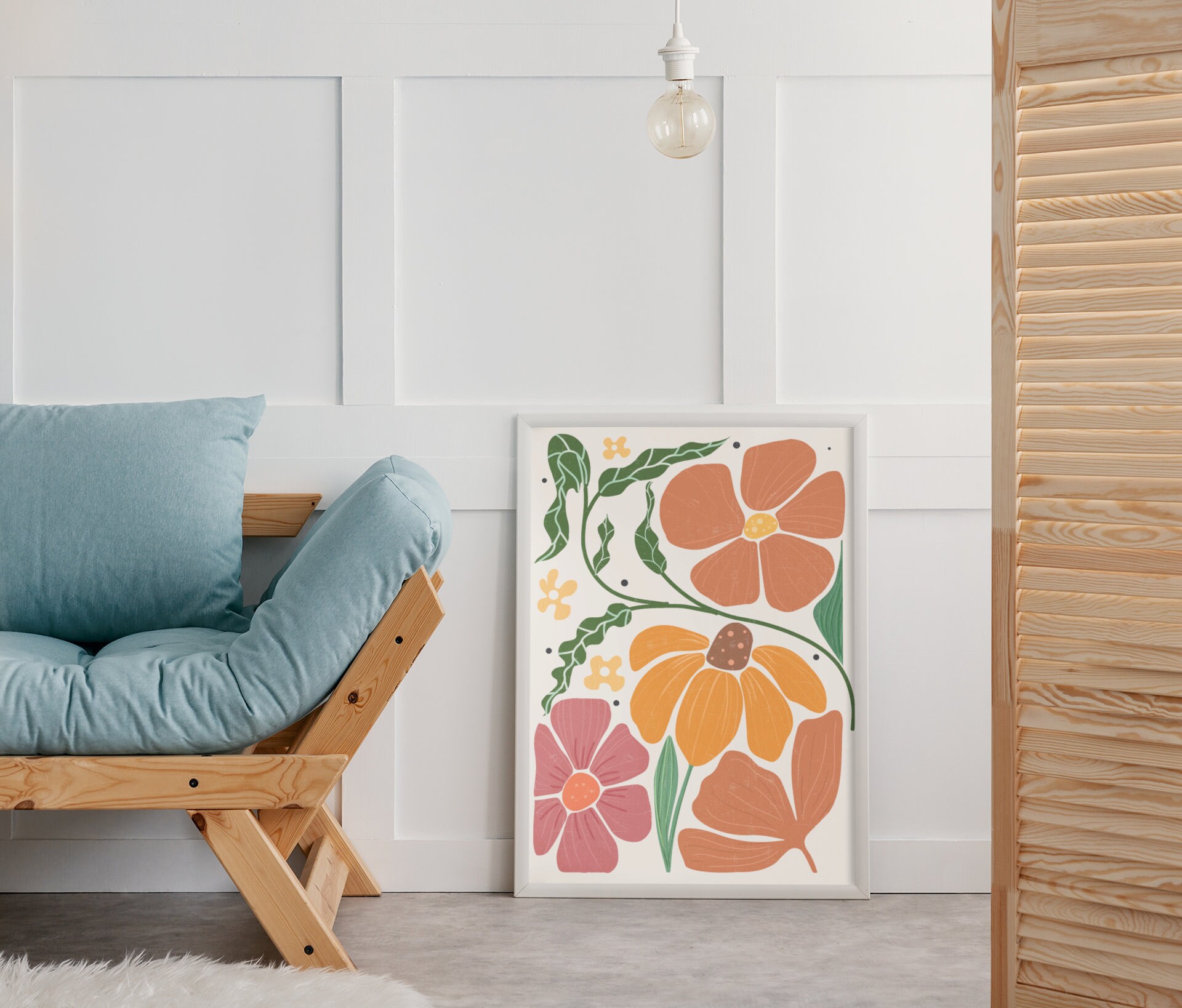 Boho Floral Wall Art Design Abstract Floral Botanical Printable Art ...