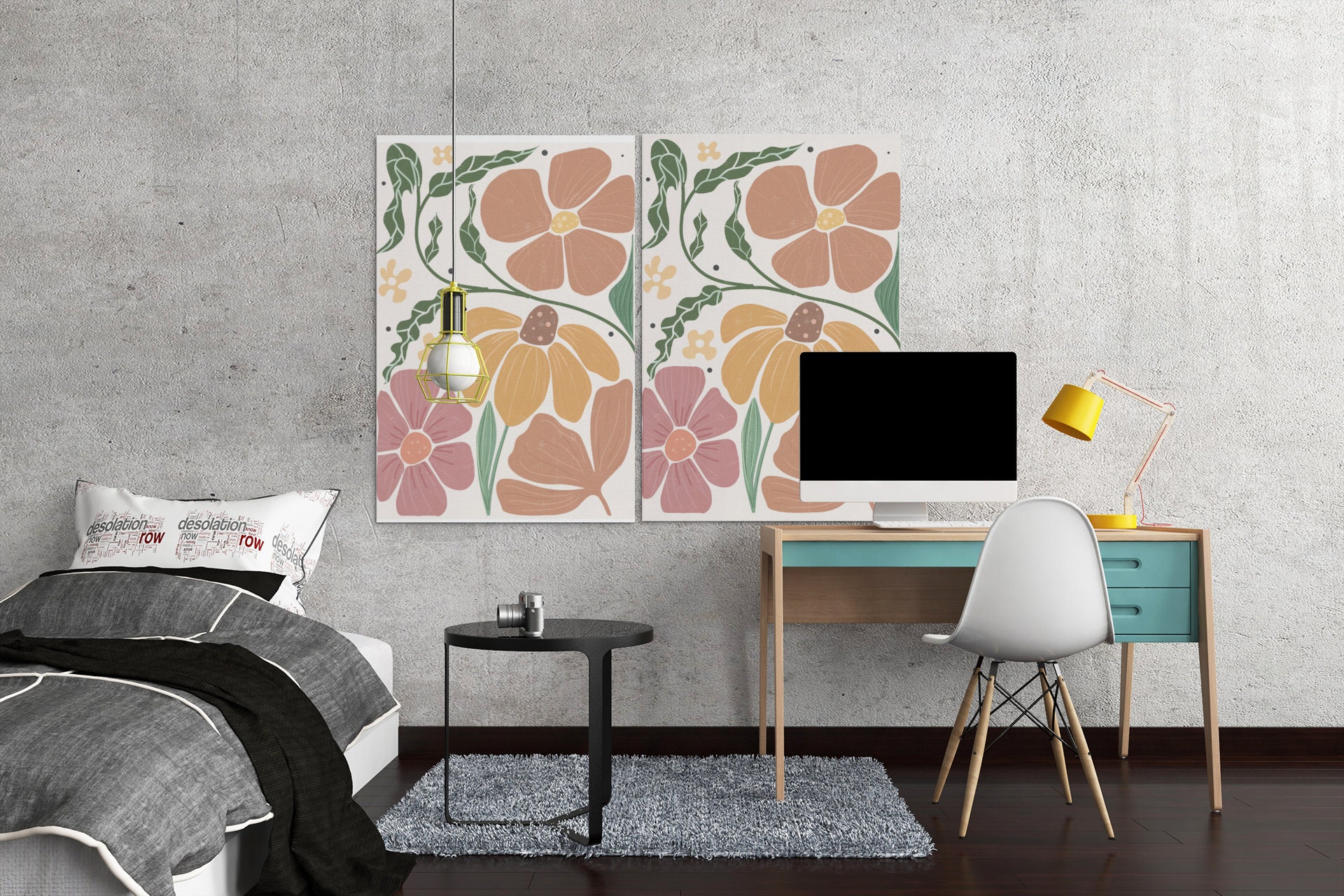 Boho Floral Wall Art Design Abstract Floral Botanical Printable Art ...