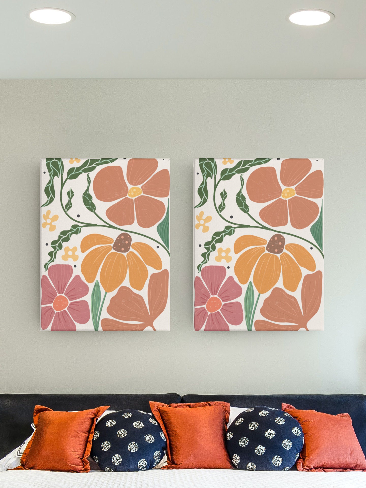 Boho Floral Wall Art Design Abstract Floral Botanical Printable Art ...