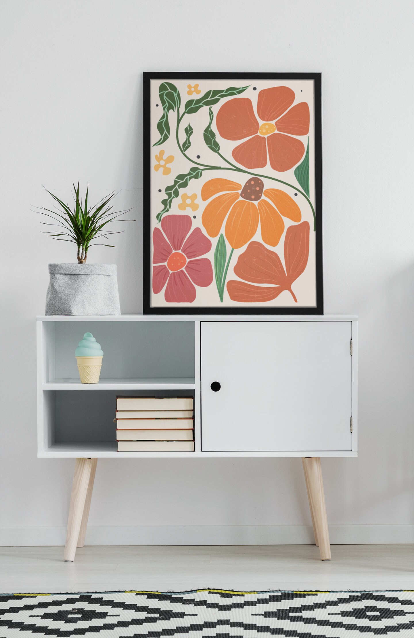 Boho Floral Wall Art Design Abstract Floral Botanical Printable Art ...