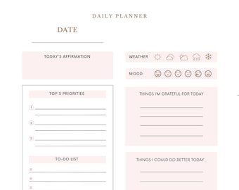 Daily to Do List Printable, Instant Download, Digital Planner, Day ...