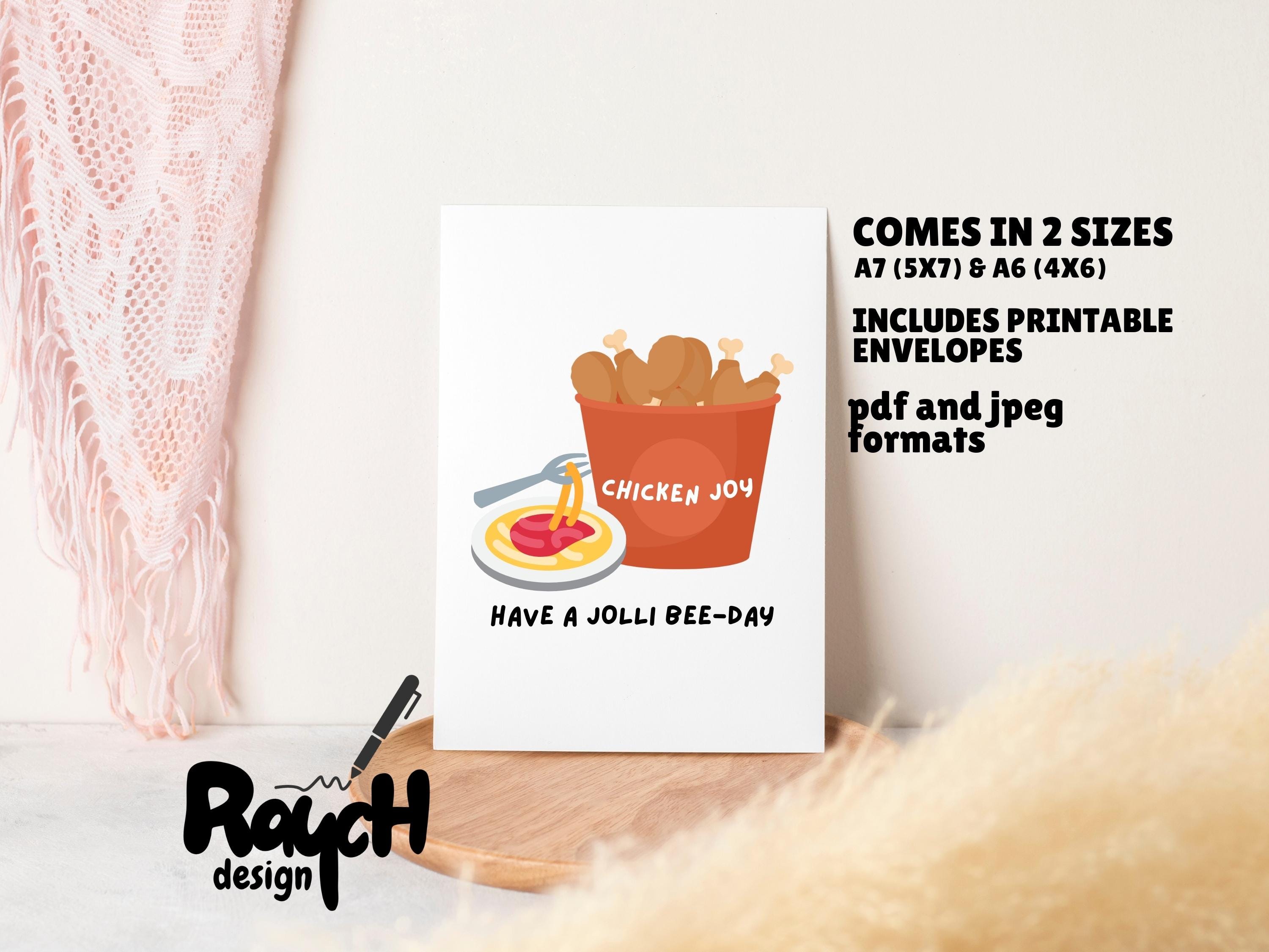 Have A Jolli Bee-day Printable Card, Jollibee Fried Chicken and ...