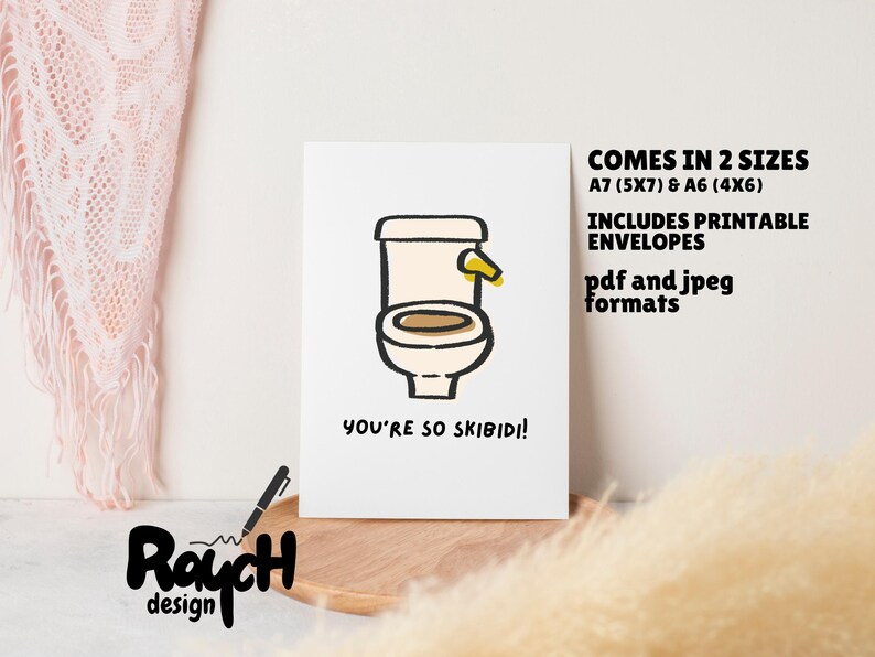 You're so Skibidi Printable Greeting Card, Tiktok Meme Birthday Card ...