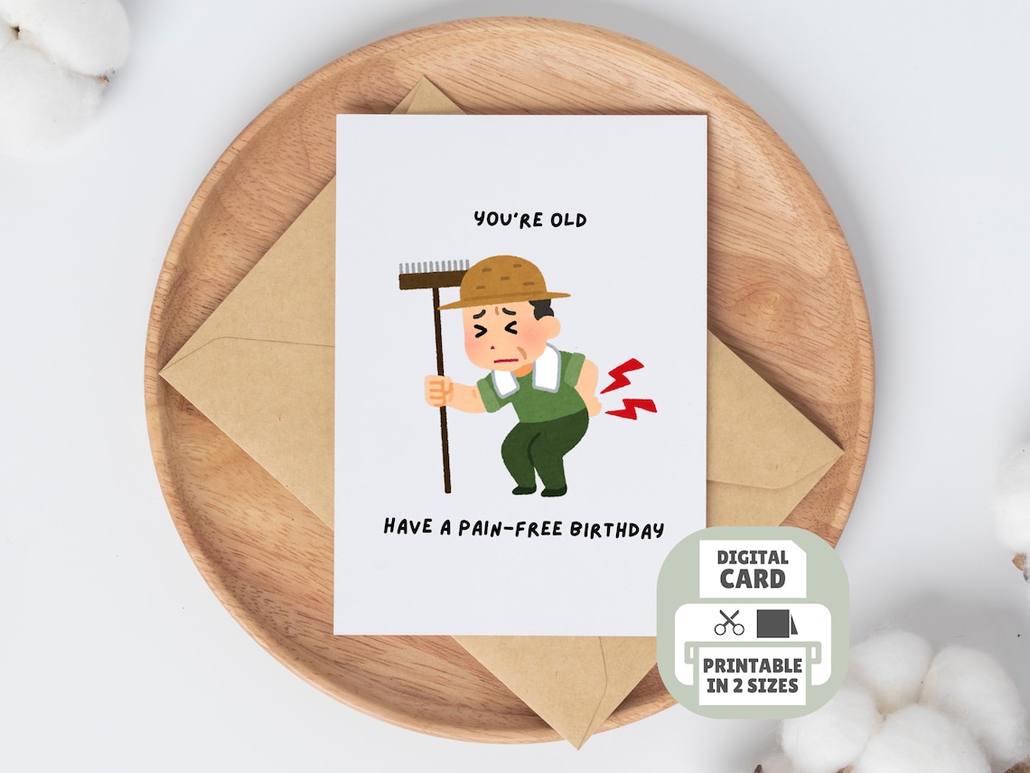 Funny Old Man Printable Card, Birthday Joke Card, Gift for Someone ...