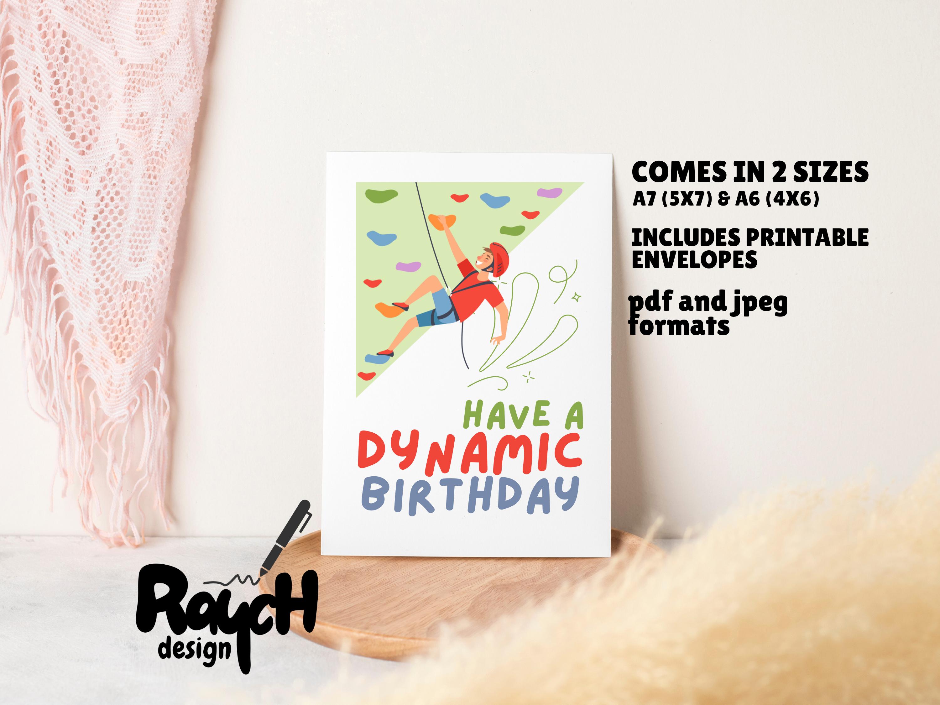 Have A Dynamic Birthday Printable Card, Rock Climbing Themed Card ...