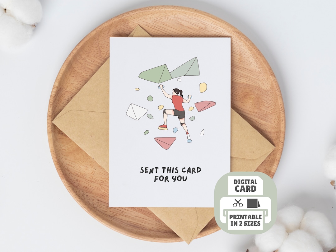 Printable Card Rock Climbing Themed Card, Bouldering Birthday Card, Top ...