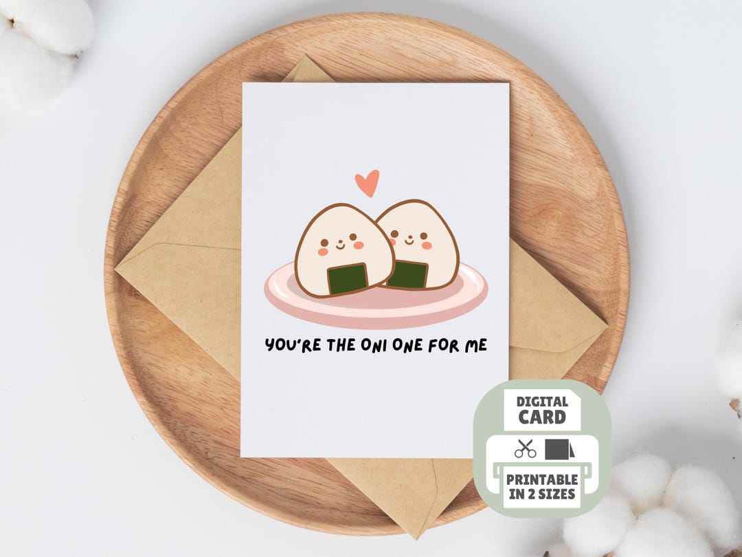 You're the Oni One for Me Printable Card, Onigiri Themed I Love You ...