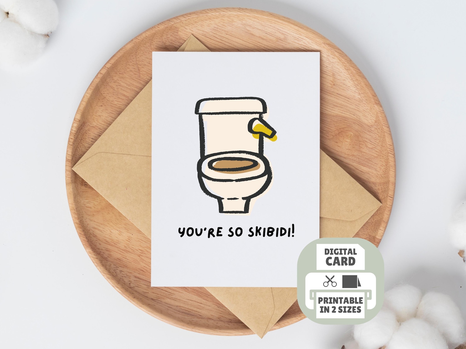 You're so Skibidi Printable Greeting Card, Tiktok Meme Birthday Card ...