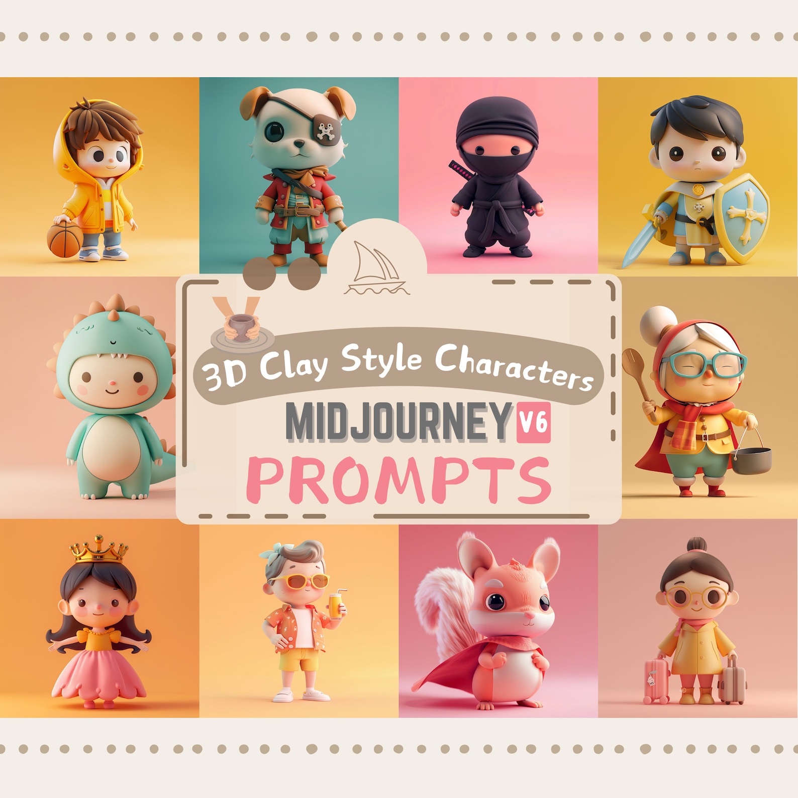 Midjourney V6 Prompts for 3D Clay Characters Prompts for Midjourney 3D ...