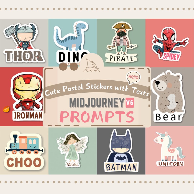 Midjourney V6 Prompt for Stickers Cute Pastel Midjourney Prompt for ...