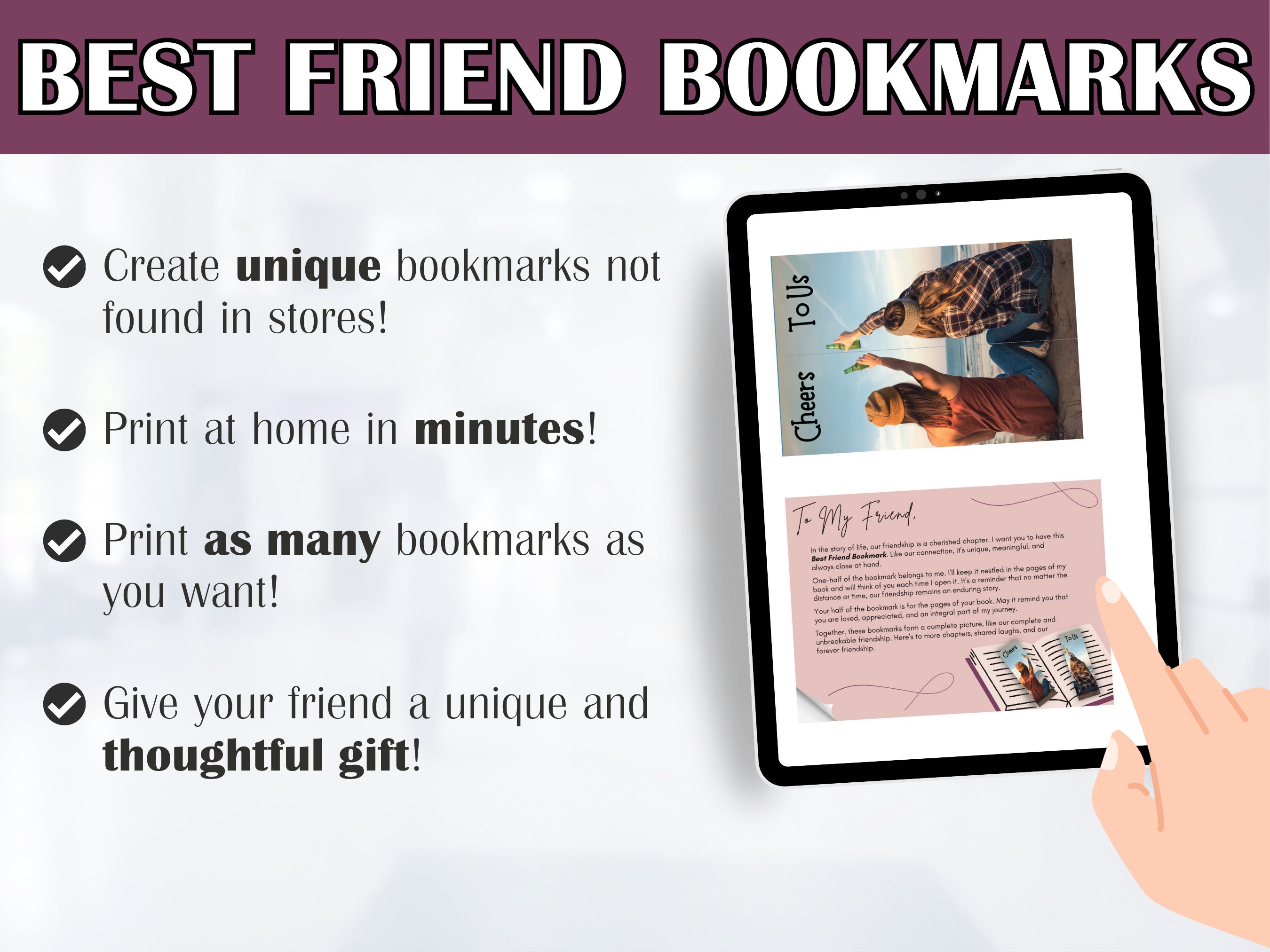 DIY Bookmarks for Best Friend Gifts Bookish Bestie Gift Bookmark ...