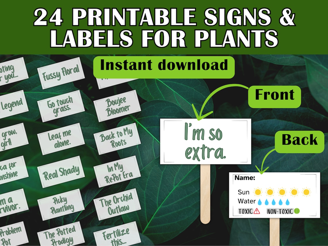 24 DIY Printable Funny Plant Signs and Plant Labels for Plant Lover ...