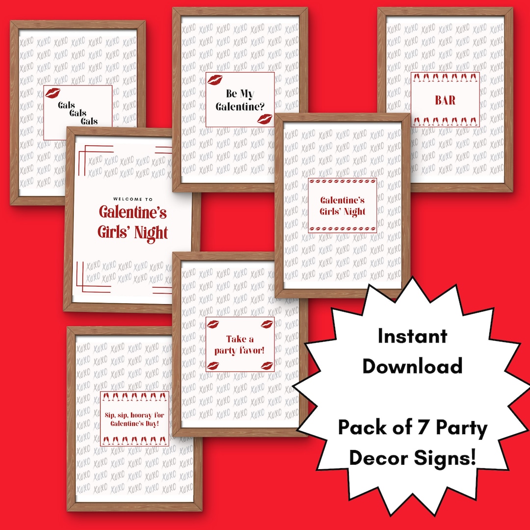 Galentines Day Party Decor Printables Galentines Party Invite Instant ...