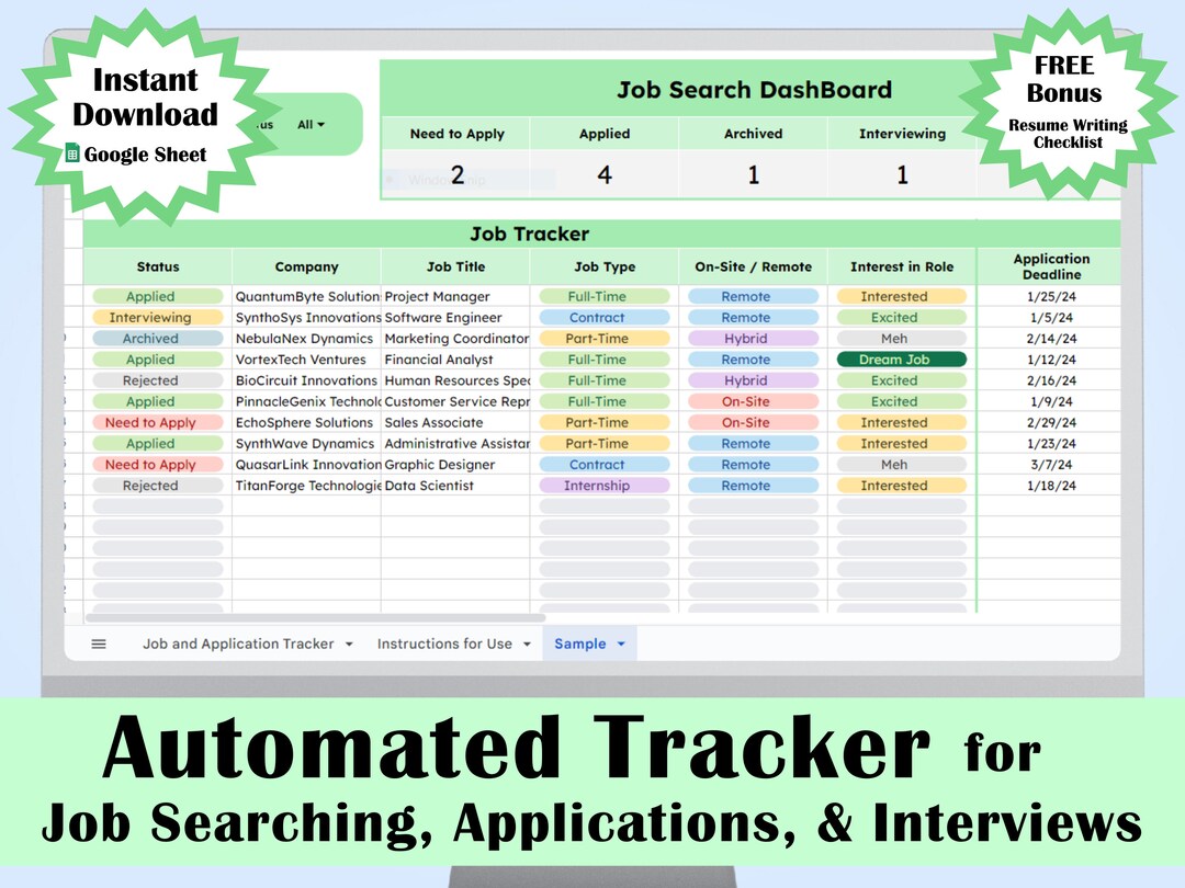 Job Tracker for New Career and Job Searching | Employment Job ...