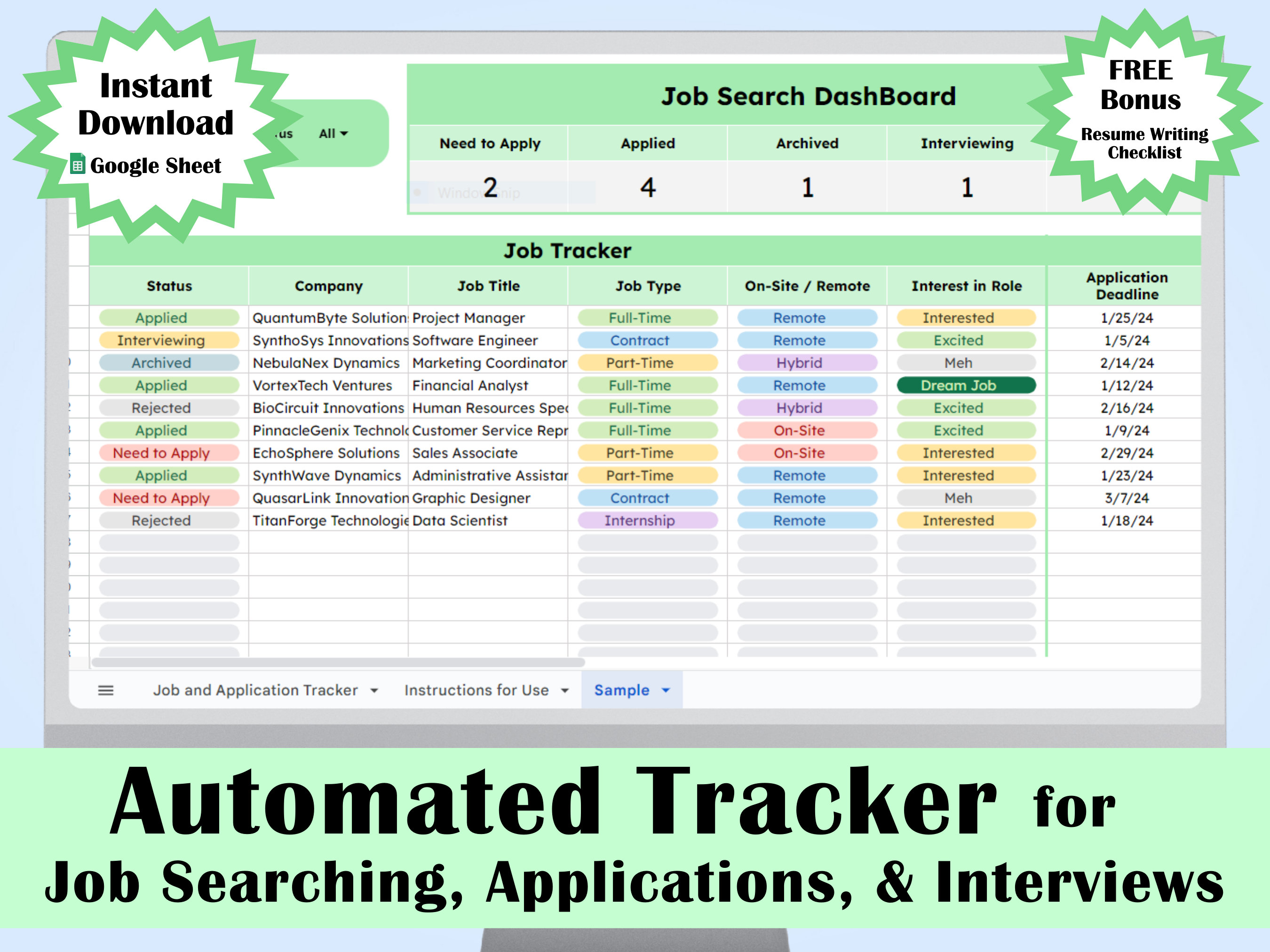 Job Tracker for New Career and Job Searching | Employment Job ...