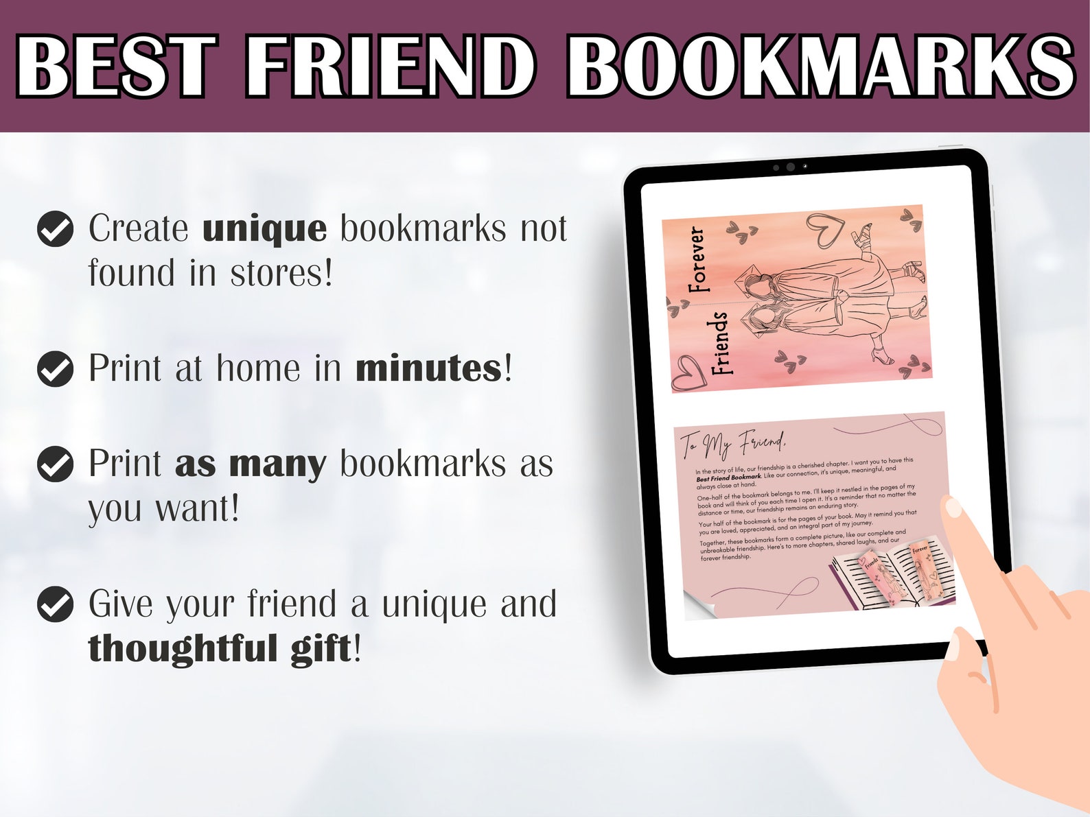 DIY Bookmarks for Best Friend Gifts Bookish Bestie Gift Bookmark ...