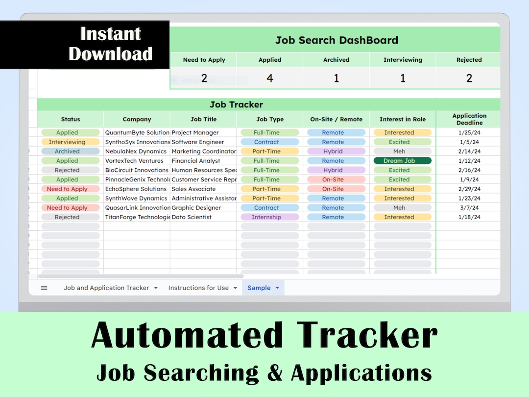 Job Tracker for New Career and Job Searching | Employment Job ...
