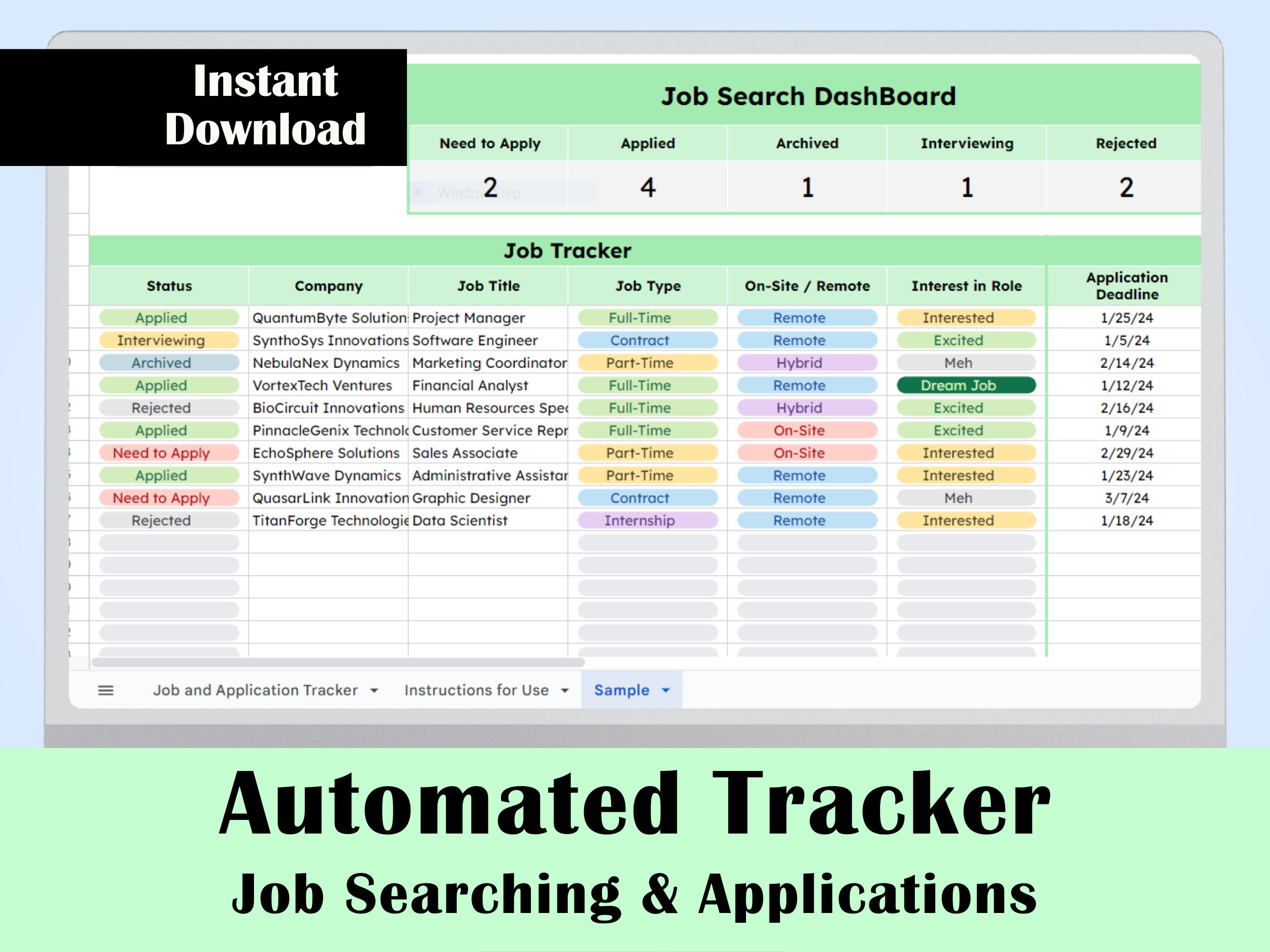Job Tracker for New Career and Job Searching | Employment Job ...