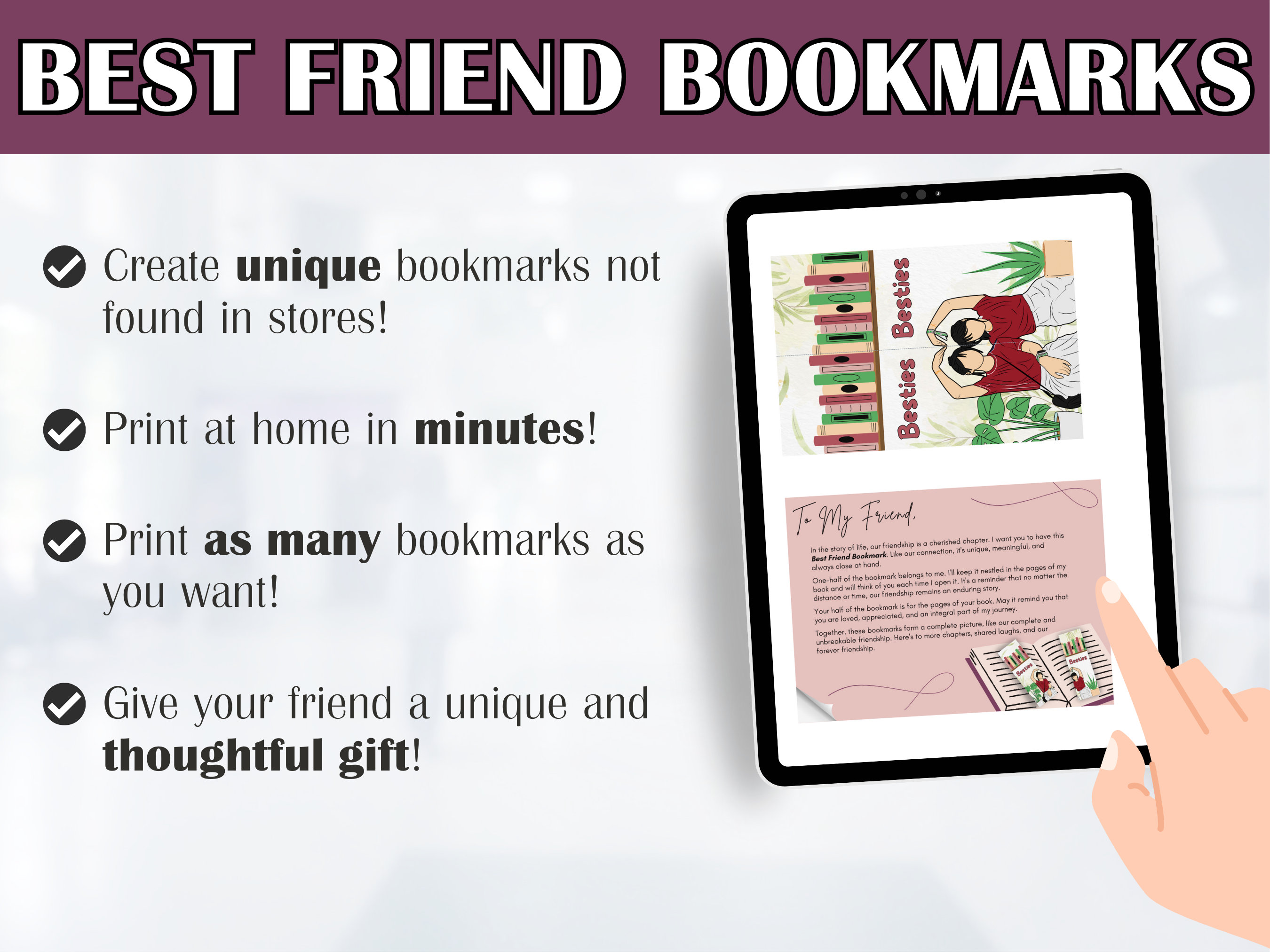 DIY Bookmarks for Best Friend Gifts Bookish Bestie Gift Bookmark ...