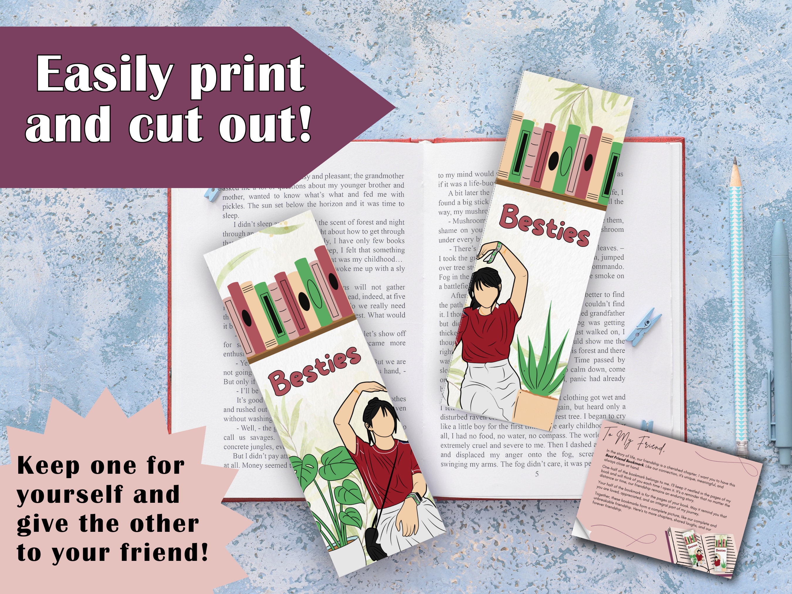 DIY Bookmarks for Best Friend Gifts Bookish Bestie Gift Bookmark ...