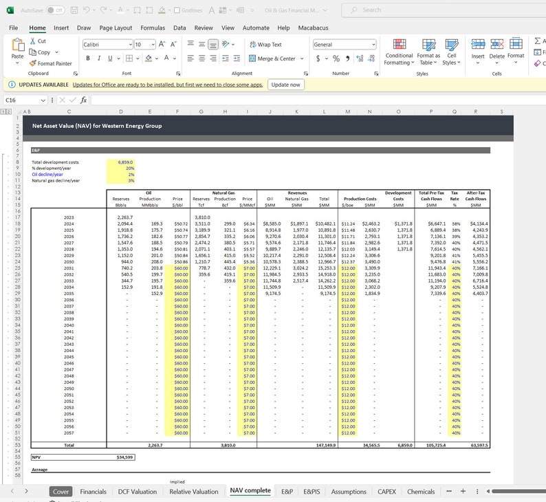Oil & Gas Company Financial Model | Excel Template - Etsy