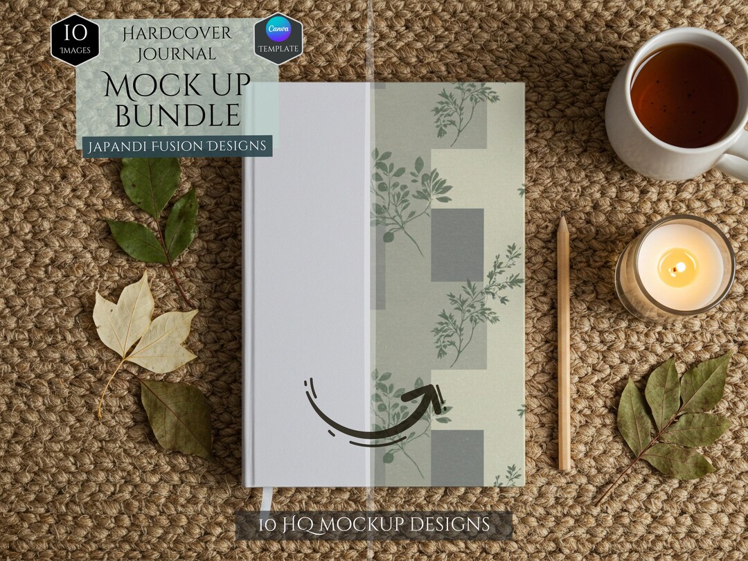 Hardcover Journal Mockup Bundle -japandi Fusion Designs -10 HQ Mockups ...