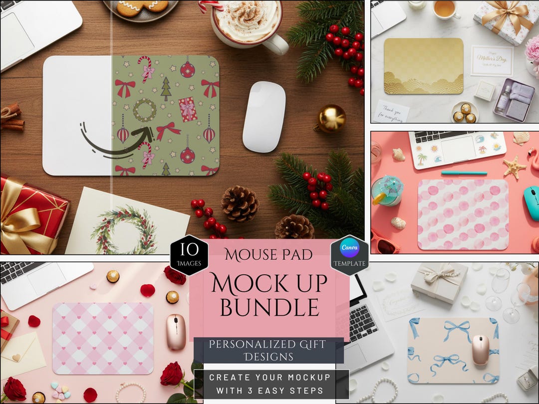 Mouse Pad Mockup Bundle -personalized Gift Designs -customizable ...
