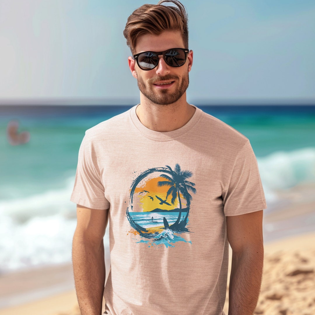 Beach Shirt Coastal Guy Tee Vacation Graphics Surfing T-shirt Summer ...