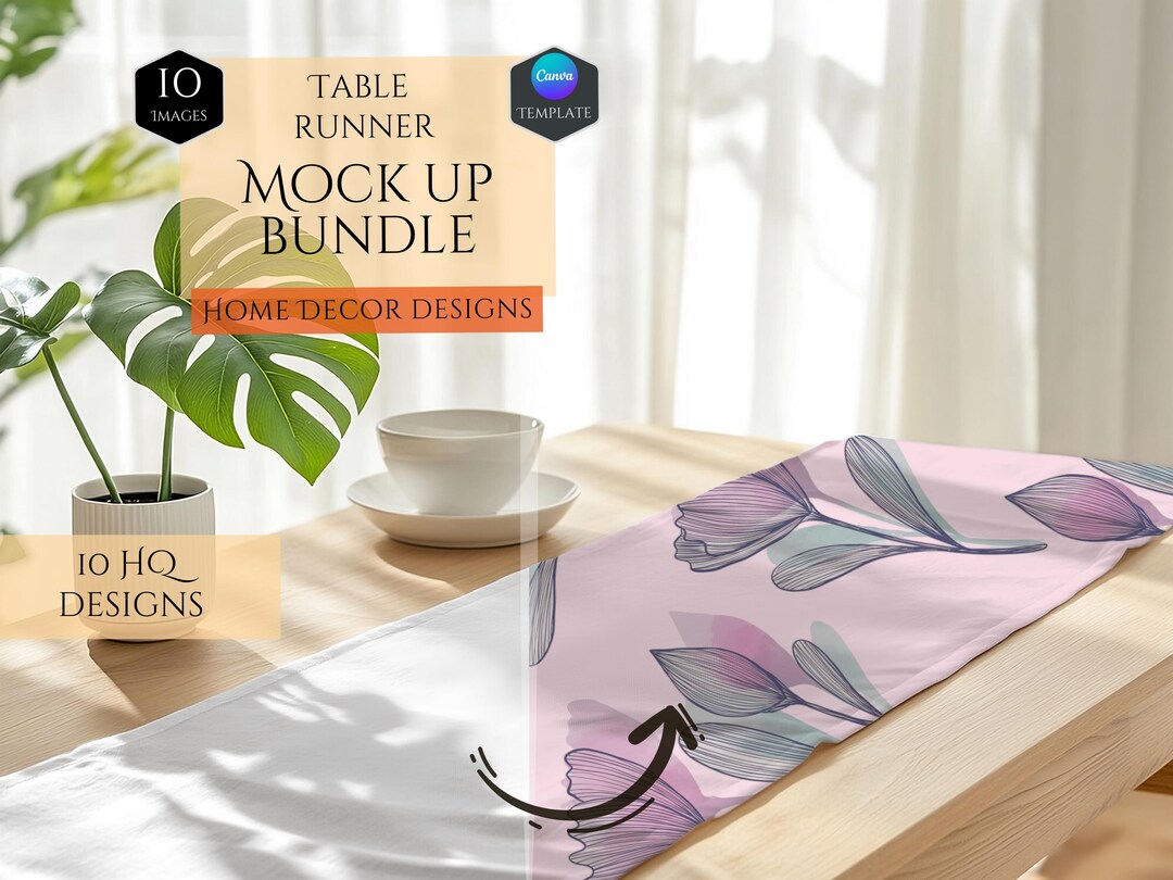 Table Runner Mockup Bundle -home Decor Mockups -10 Mockup Designs ...