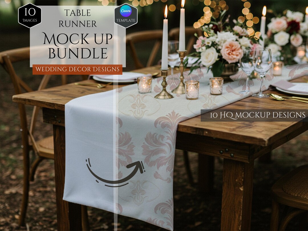 Table Runner Mockup Bundle -wedding Decor Design Mockups -10 Mockup ...