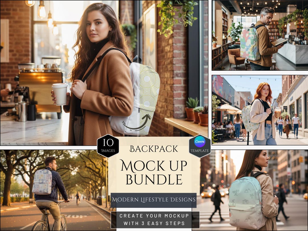 Backpack Mockup Bundle -modern Lifestyle Designs -customizable ...