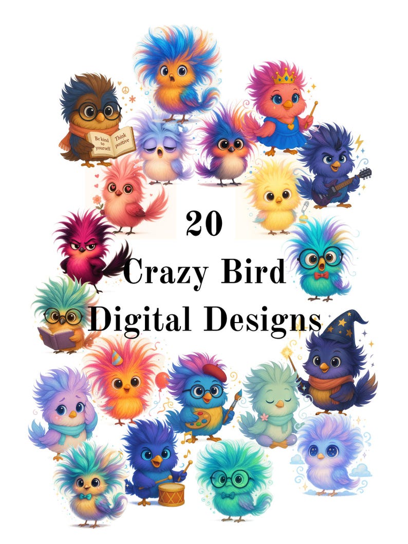 Whimsical Bird Clipart Bundle PNG, 22 Quirky Funny Birds Digital ...