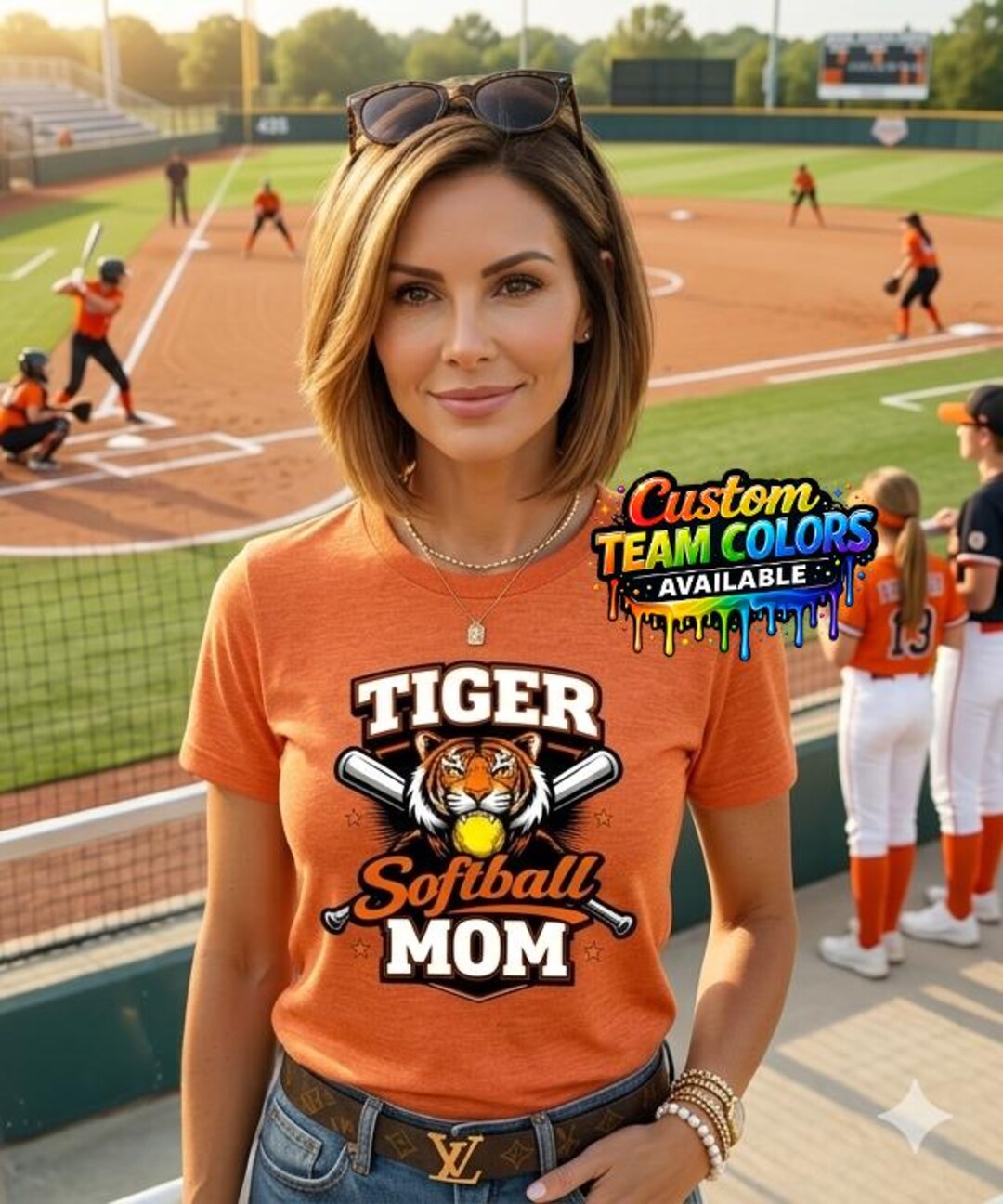 Tigers Softball Mom PNG, Custom Team Color Shirt Design (instant ...