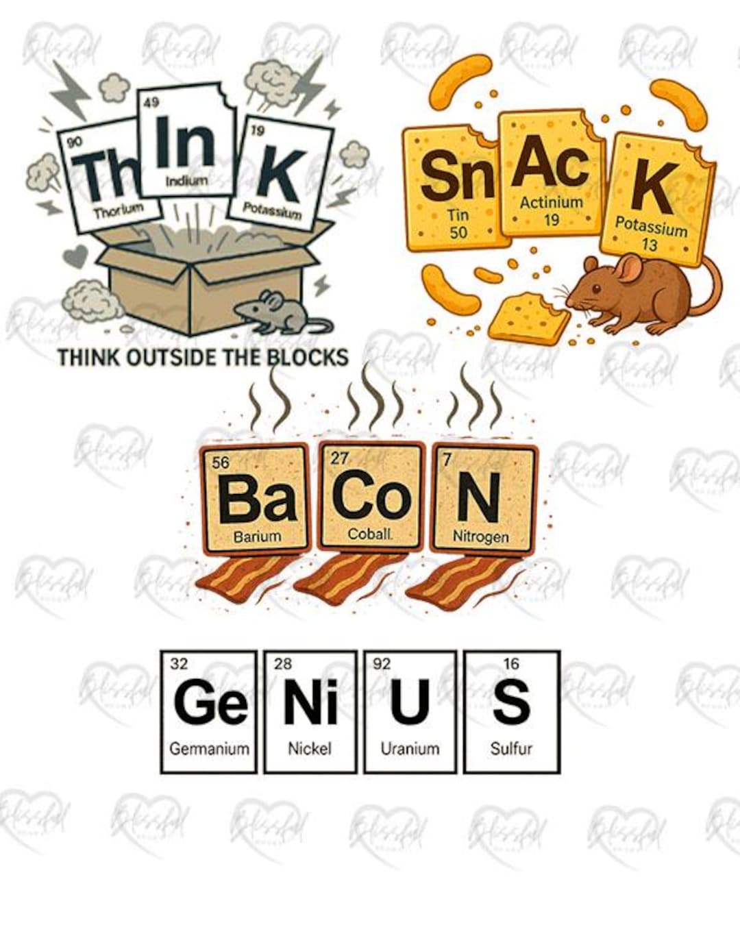 Nerdy Element Design Bundle – Periodic Table Word Art for Science ...
