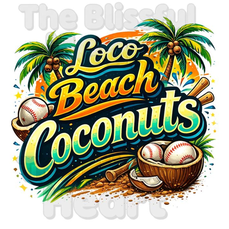 Coconuts Shirt Designs PNG | Tropical Baseball Graphics (digital ...