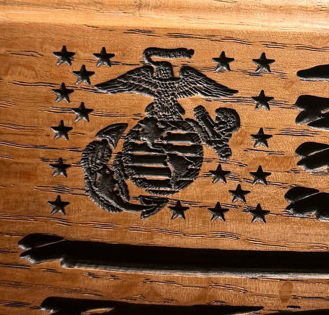 United States Marines Carved Flag Sign - Etsy