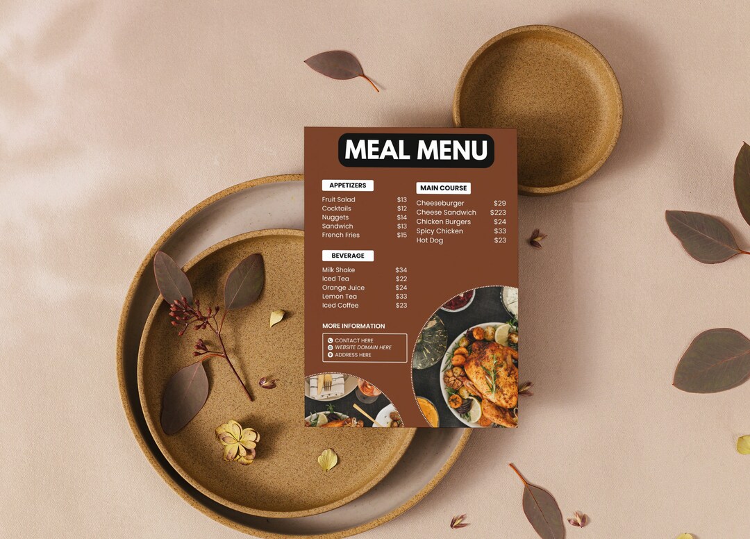 Menu Template, Editable Digital Food Menu Template, Menu List - Etsy