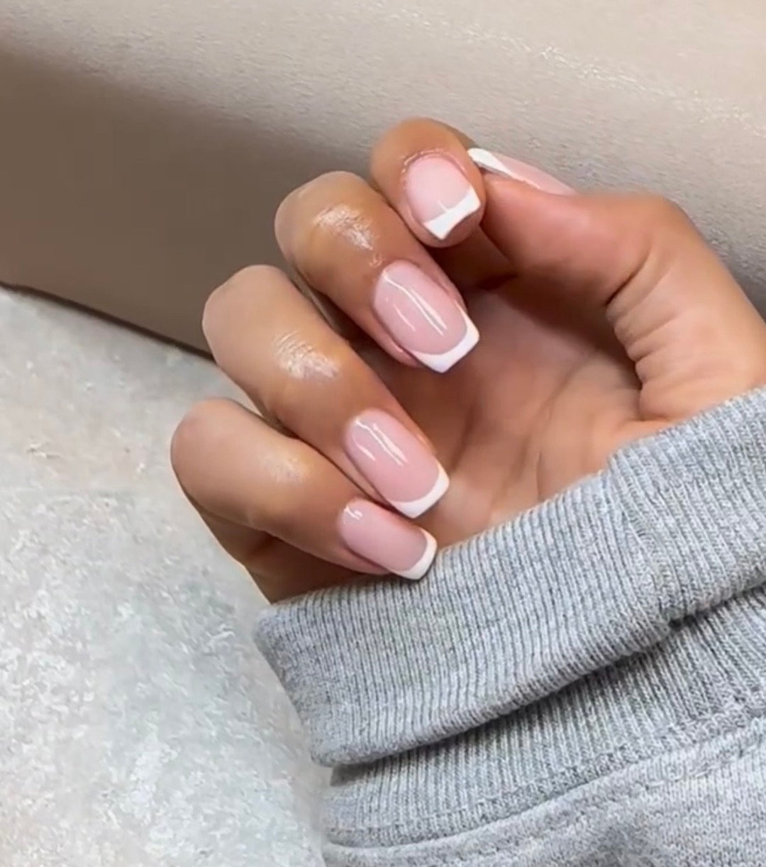 Press on Russian Manicure, French Tip, White Tips, BIAB Top Coat - Etsy