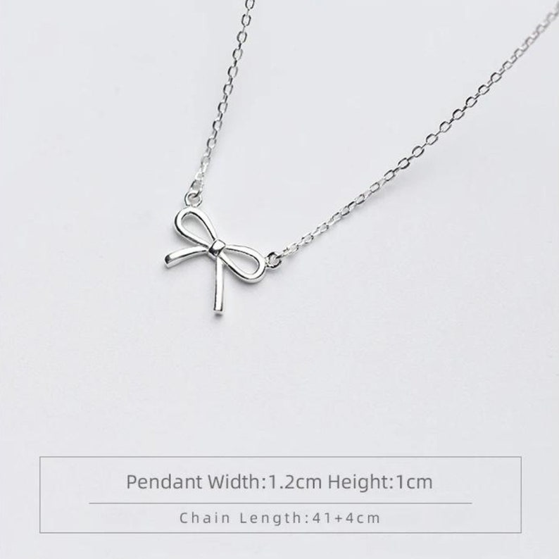 Dainty Bow Necklace • Sterling Silver Mini Necklace • Dainty Bow ...