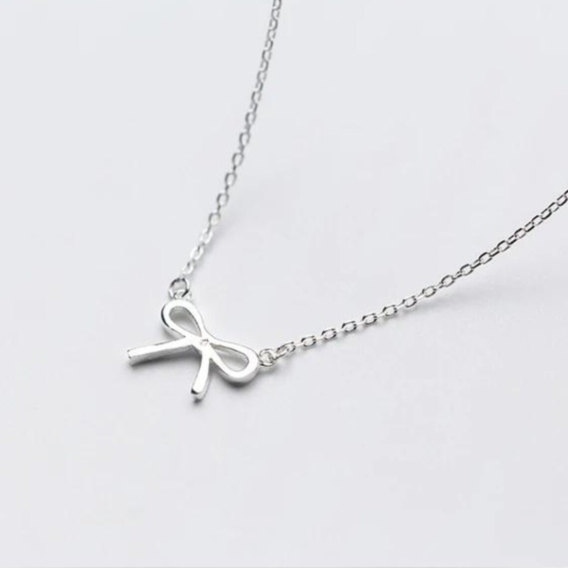 Dainty Bow Necklace • Sterling Silver Mini Necklace • Dainty Bow ...
