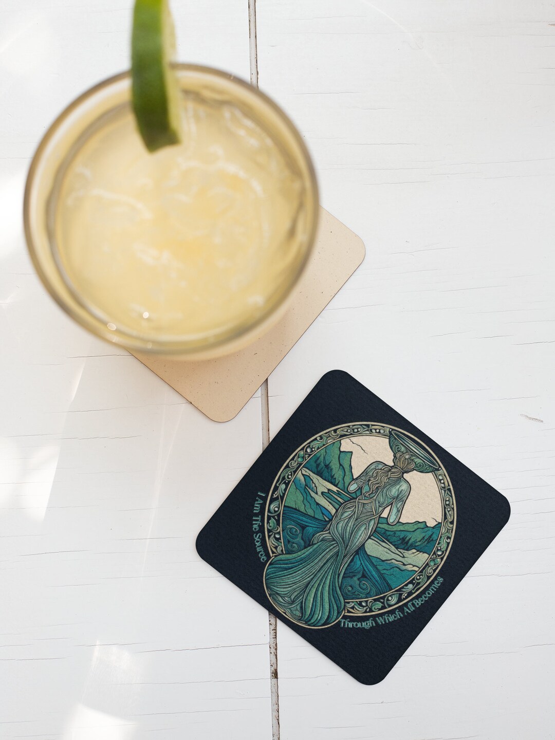 Art Nouveau Coaster, Coaster, Cork Back Coaster, Inspirational Coaster ...