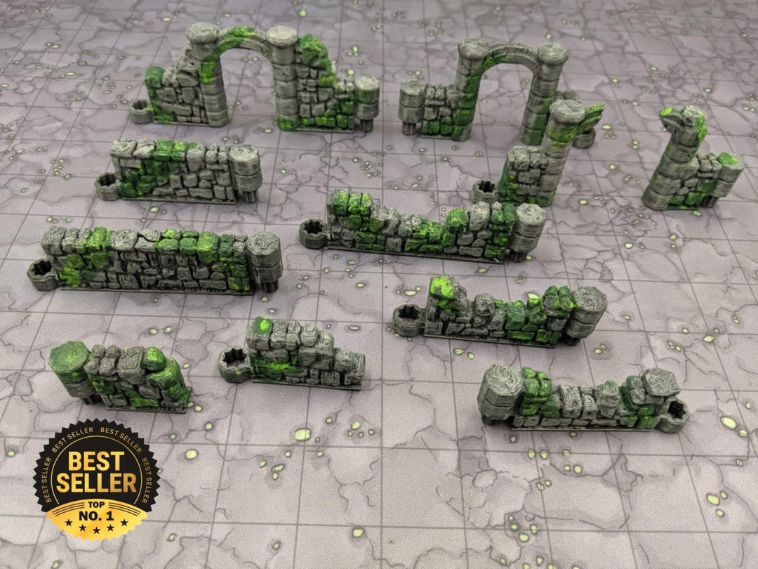 34pcs Dungeon Ruined Wall Map Tiles Dnd Miniature Terrain for Dungeons ...
