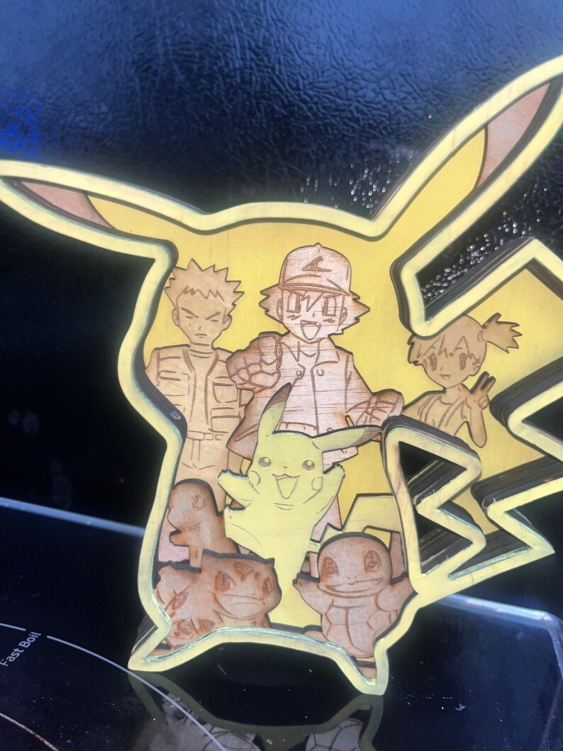Pokemon Pikachu Wood 3d Laser Engraved Awesome Collector - Etsy