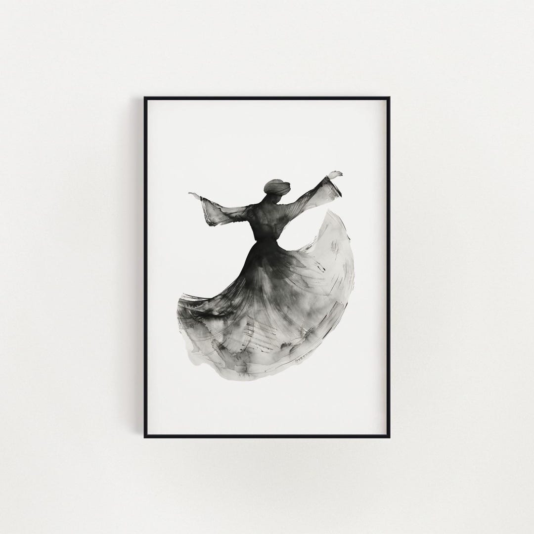 Whirling Dervish Wall Art Prints | Minimalist Black and White ...