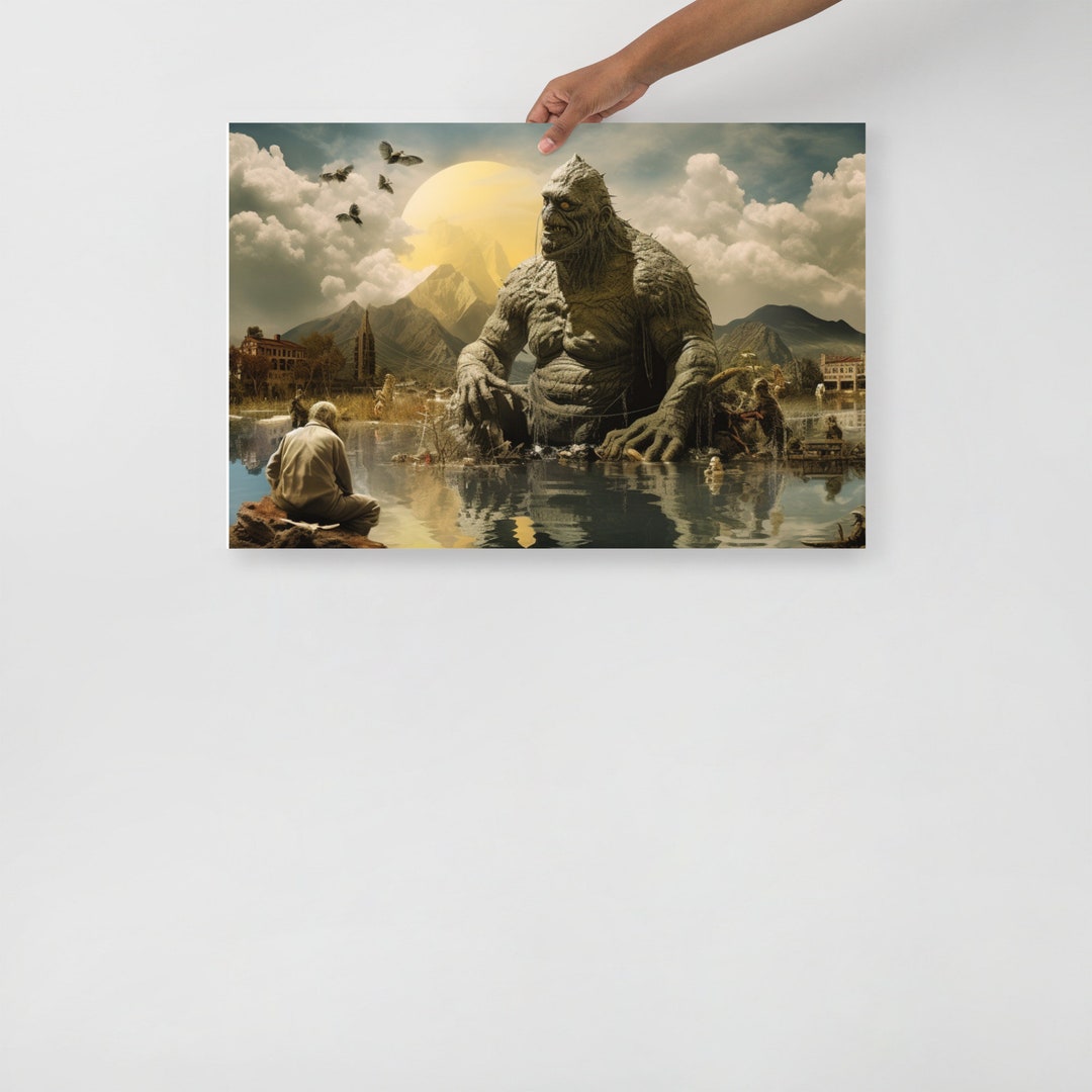 Poster Original Digital Art, Godzilla Taking a Break Extremely Rare ...