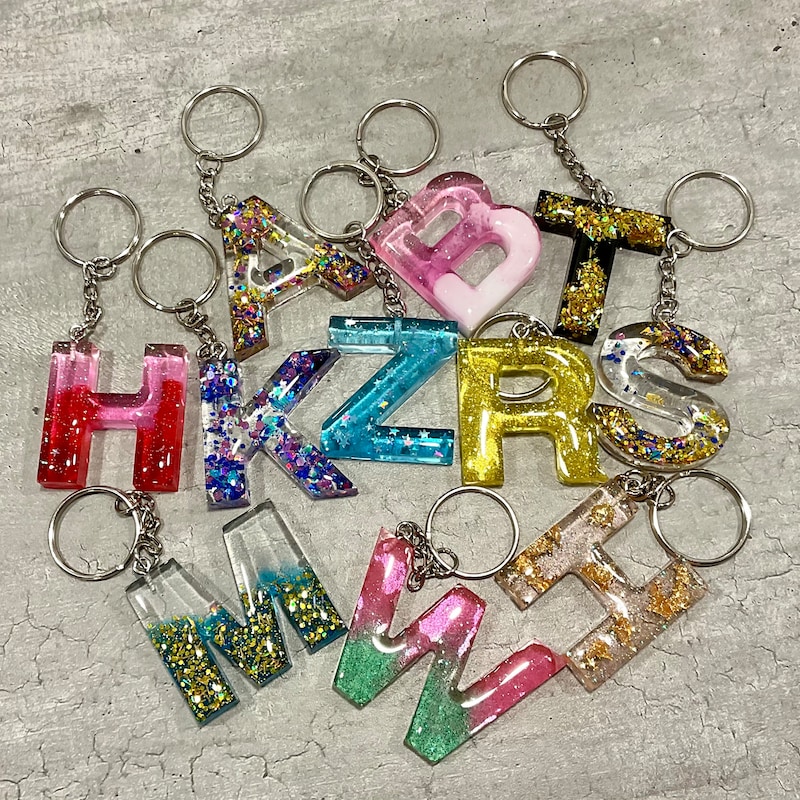Resin Letter Keychain - Etsy