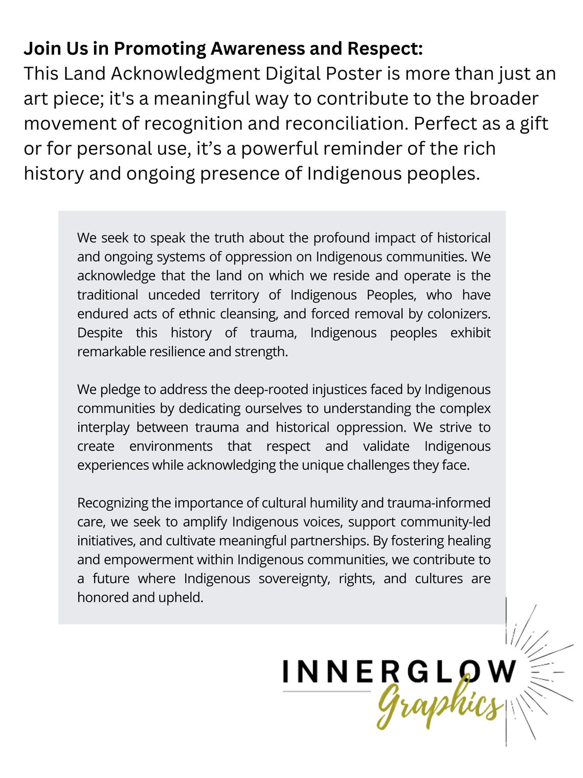 Land Acknowledgment Digital Poster Indigenous Peoples Recognition Art ...
