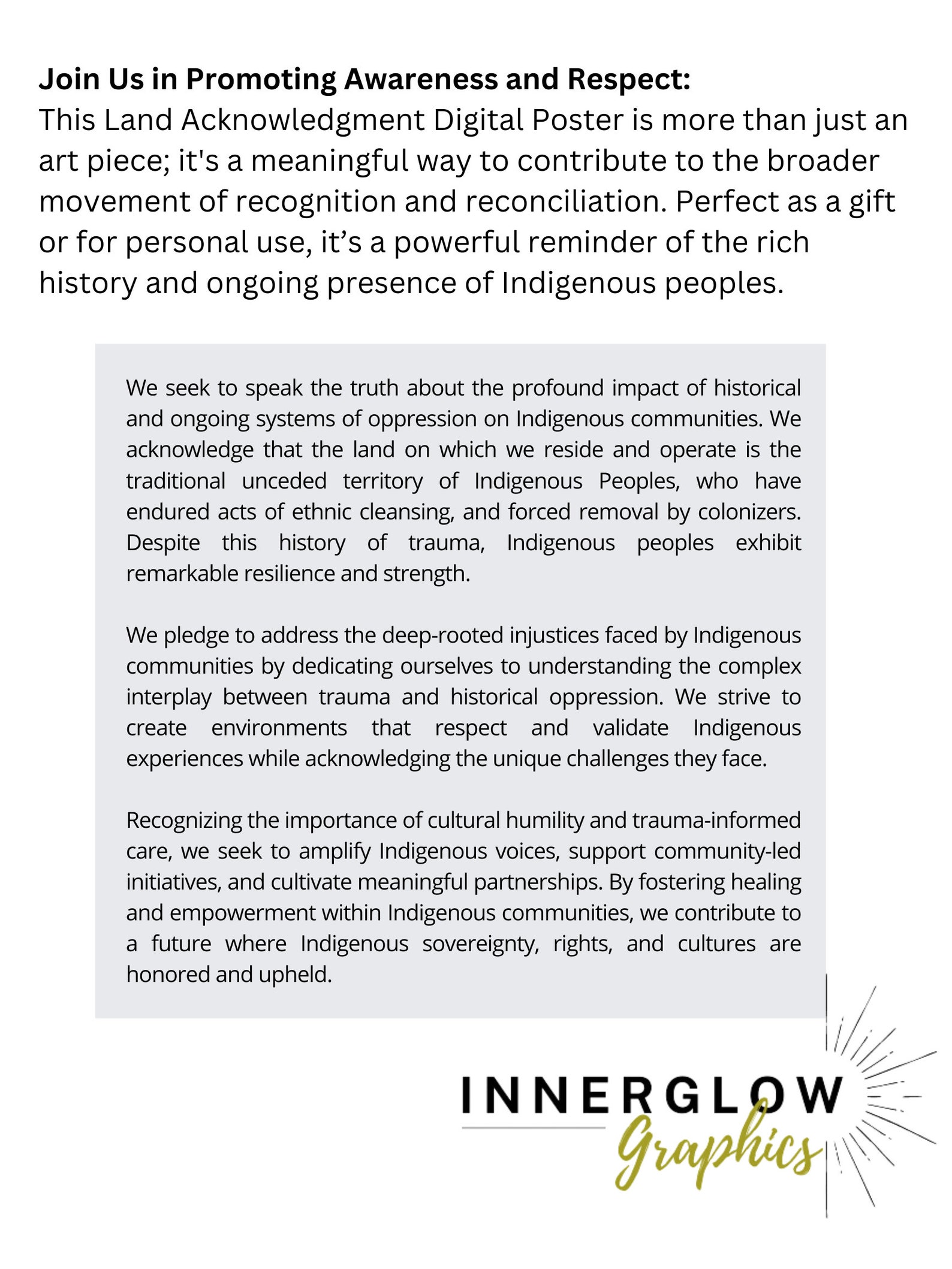 Land Acknowledgment Digital Poster Indigenous Peoples Recognition Art ...