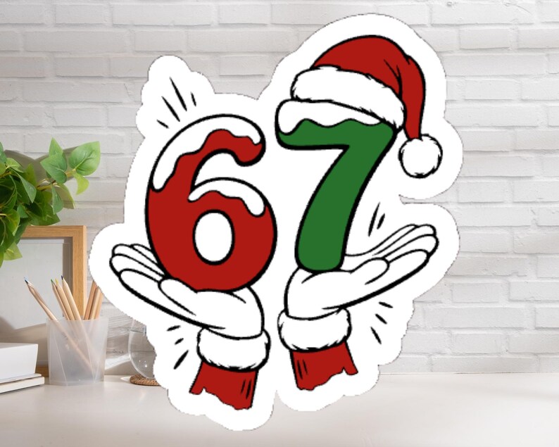 6 7 Six Seven Christmas Meme Sticker: Waterproof Vinyl Stocking Stuffer ...